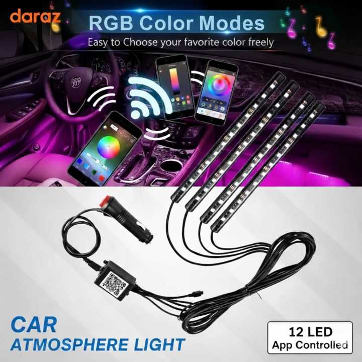 Car Atmosphere Light (12LED Model)| Car Ambient Light | Smart Car LED ...