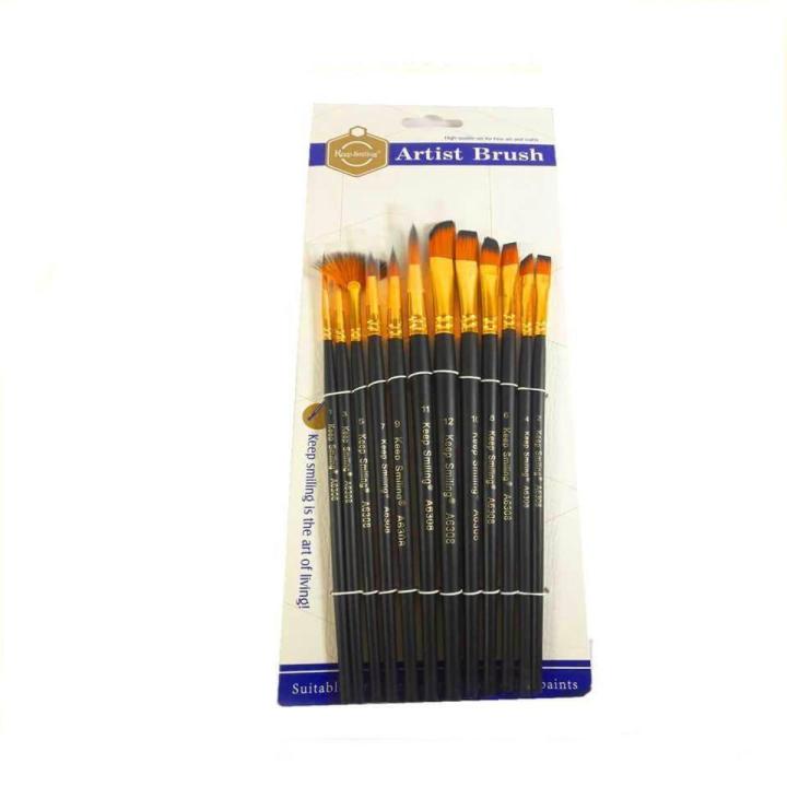 Paintbrushes 12 set professional paintbrush round pointed tip nylon ...