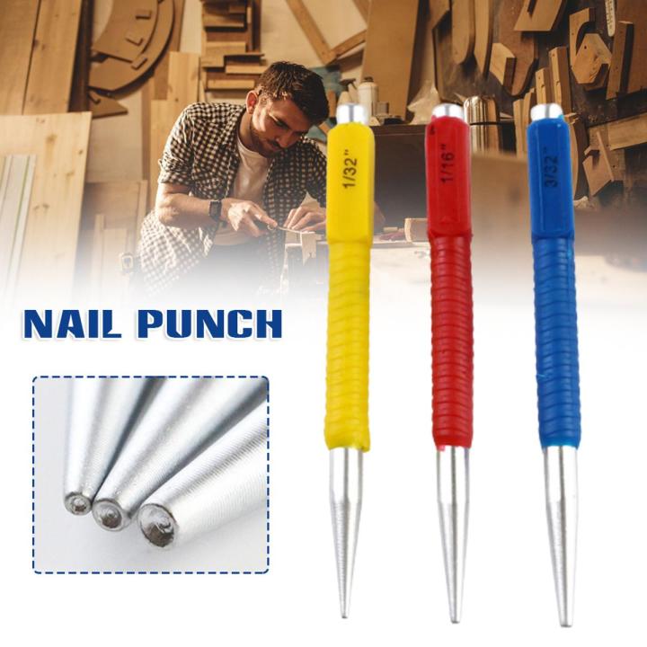 3 Pcs Plastic Nail Punch Color Nailer Punching Hard Metal Locator ...