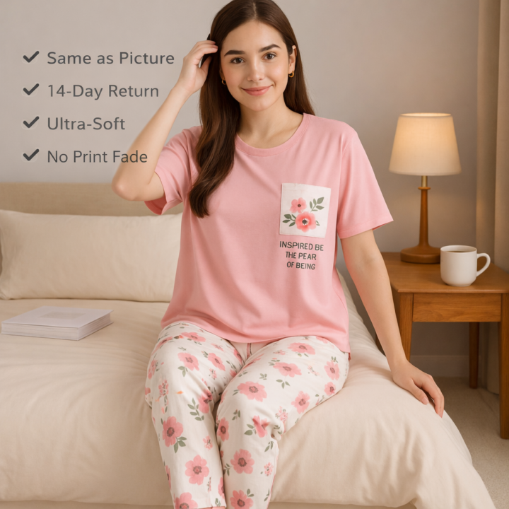 Soft Cotton Jersey Pajama Set for Women (S–XL) & Kids (7–14 Years ...