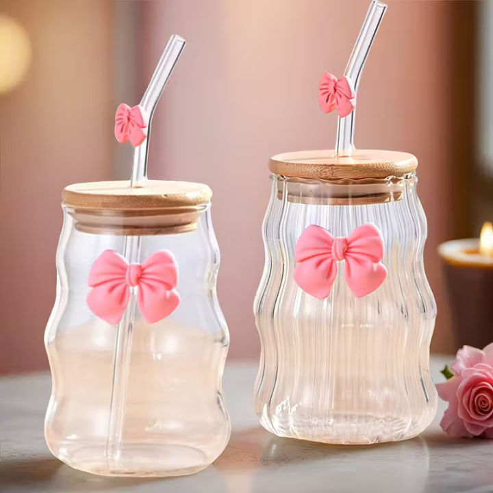 450ml Glass Cup with Lid – Shatterproof & Clear Mug for Hot/Cold Drinks ...