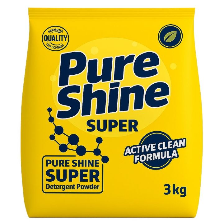 Pure Shine Super Detergent Powder 3kg – Active Clean Formula Premium ...