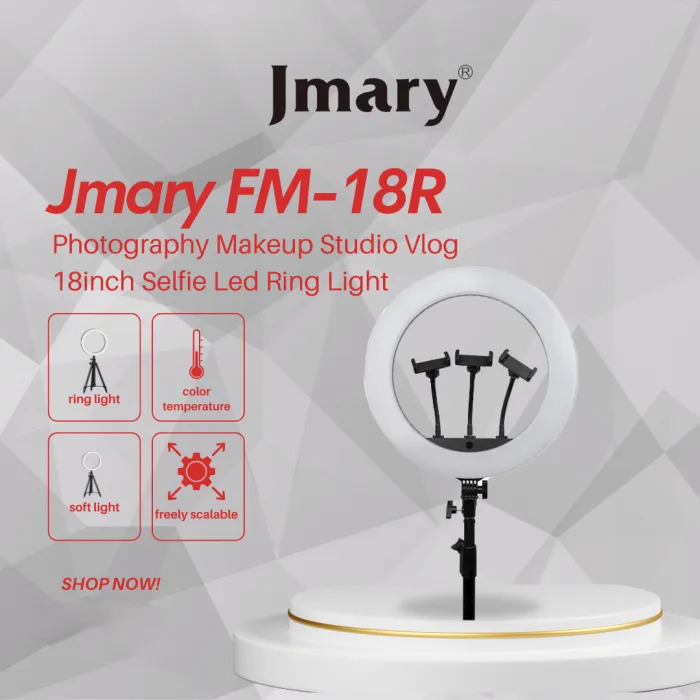 Jmary FM-18R Photography Makeup Studio Vlog 18inch Selfie Led Ring Light | Daraz.pk