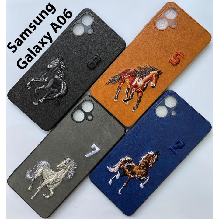 Samsung Galaxy A06 - Polo Faux Leather Back Case Cover with Embroidered ...