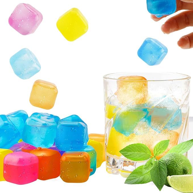 Reusable Ice Cube for Drinks, Square Plastic Ice Cubes Pack ...