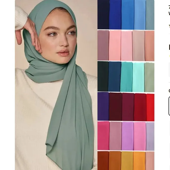 Premium Chiffon Georgette Hijab Scarf stoller for girls women Shades ...