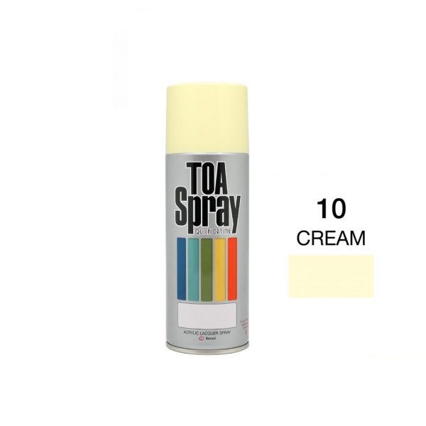 TOA Acrylic Lacquer Spray Paints Cream 400ml For All Purposes Quick dry ...