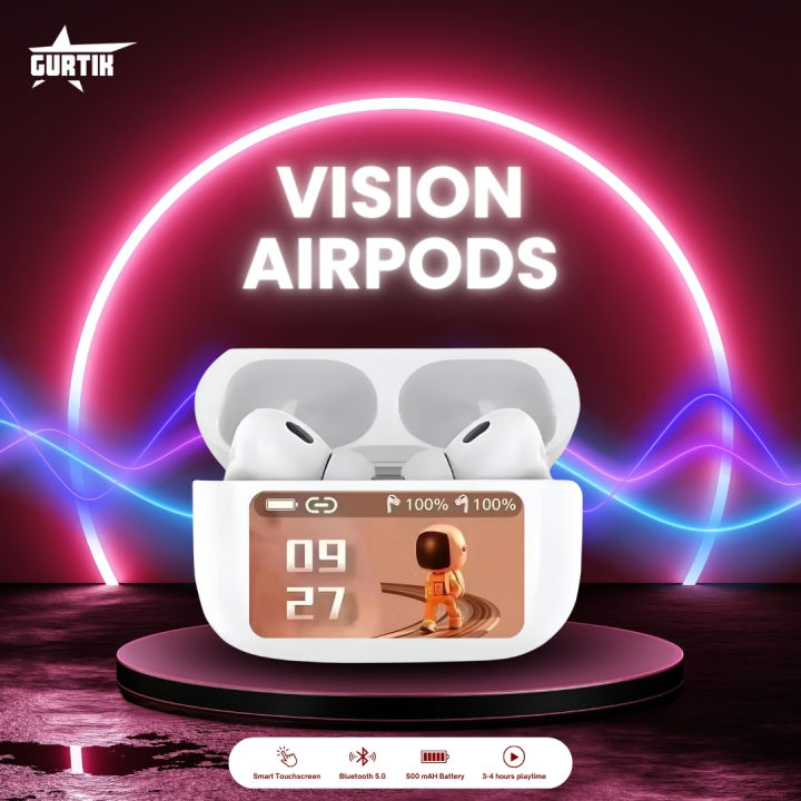 GURTIK Vision Airpods - A9 Pro Touch Screen LED ANC Wireless Airpods ...