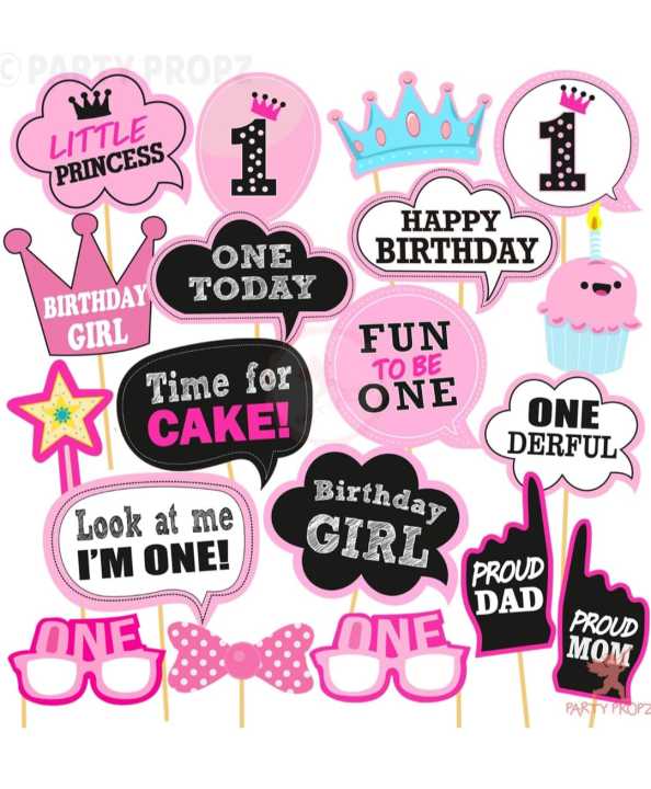 Baby Girl Theme Birthday Props 10Pcs Baby Girl Birthday Decoration ...