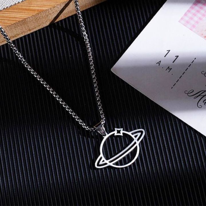 Cosmic Planet Necklace Saturn Stainless Steel Hollow Design Necklaces ...