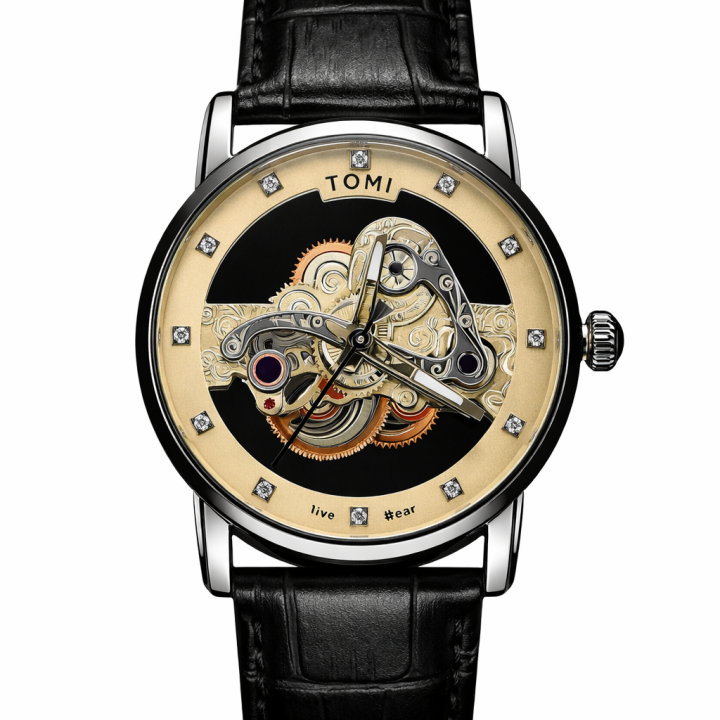 TOMI Mechanical Skeleton Watch for Men – Luxury Dual Strap Automatic ...
