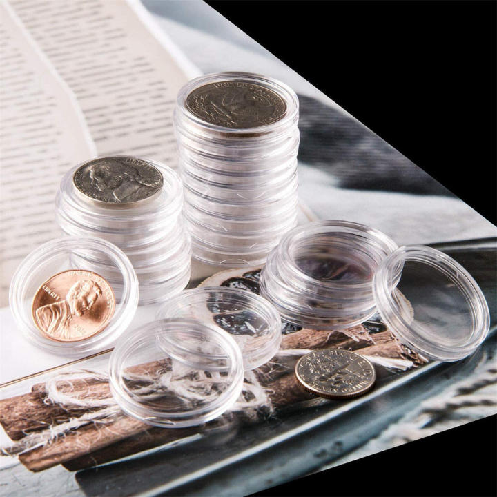 40mm Fit Coin Case Protective Cover Transparent Snap Lock Coin Capsule ...
