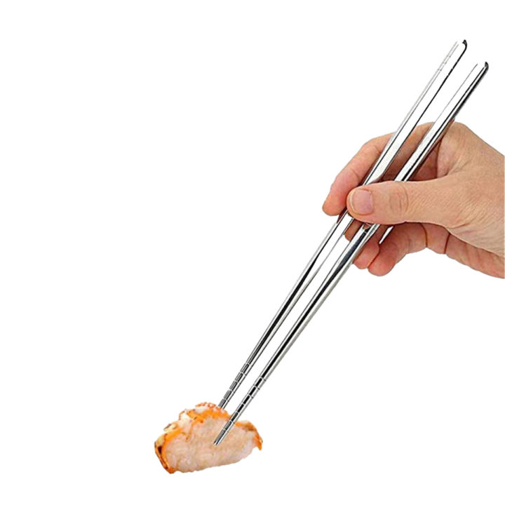1/ 3/ 5 Pairs Stainless Steel Chopsticks Set Chinese Metal Non-slip ...
