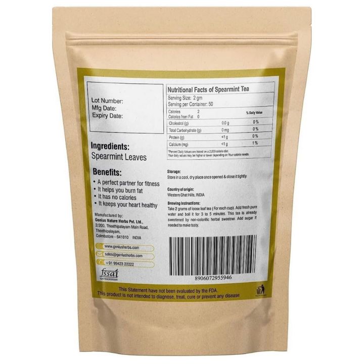 WAY 4 ORGANIC W4O Spearmint Tea 100 g in Zip lock pouch | Good Anti ...