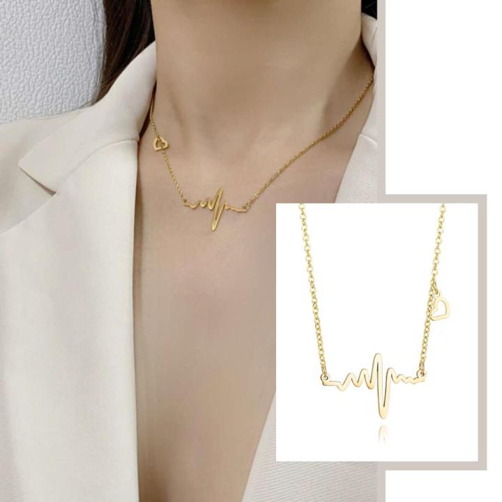 Simple Electrocardiogram Pendant Heartbeat Necklace For Women Love ...