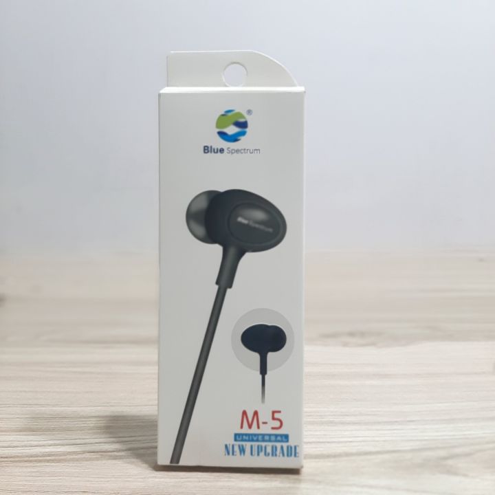 Original Handsfree Blue Spectrum M5 Stereo Earphones High Base For All ...