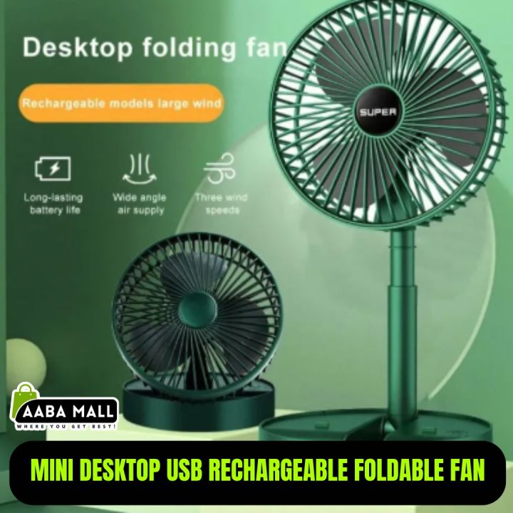 Mini Desktop Foldable Fan | Portable USB Rechargeable Telescopic Fan ...