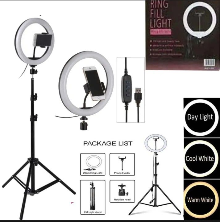 26CM/36CM Selfie LED Ring Light with 7ft Tripod Stand Mobile Phone Holder 26 CM ringlight 7 feet ...