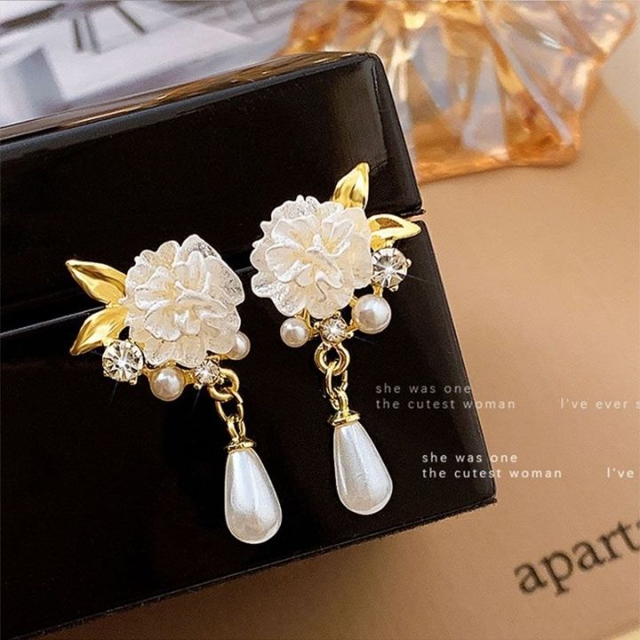 【Qian poem li Store】French style white flower women 2024 Ice Crack ...