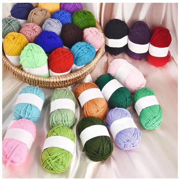 12 Pcs (4Ply-25g) Thick Milk Cotton Knitting yarn ball and 3ply DK ...