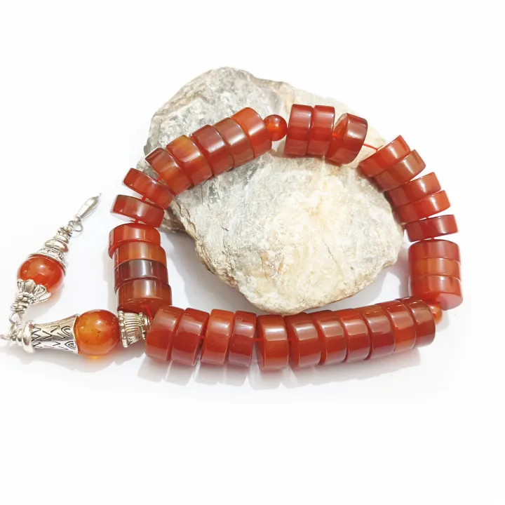 Original Turkish design Red Aqeeq Stone Tasbih 33 Beads Size 16-mm ...