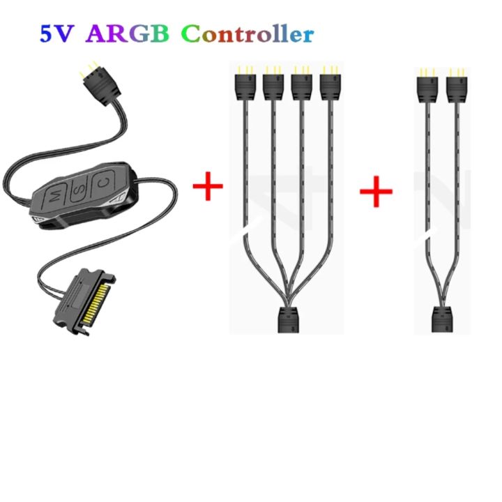 Coolmoon Ar-1 Rgb Controller Cable Computer Pc 5v 3 Pin To Sata Aura ...