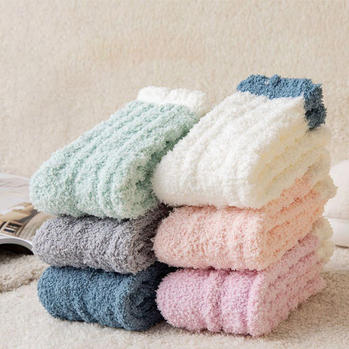 Socks Soft Plush Fluffy Socks Thicken Warm Female Winter Fur Fleece ...