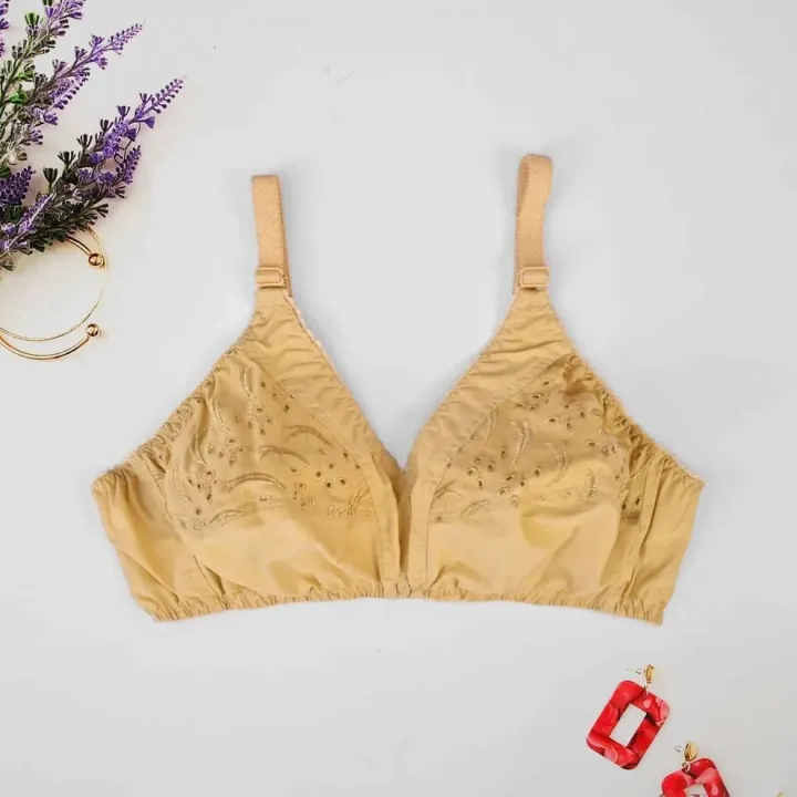 Pure Cotton Chikan embroidery bra Women bra for Girls | Daraz.pk