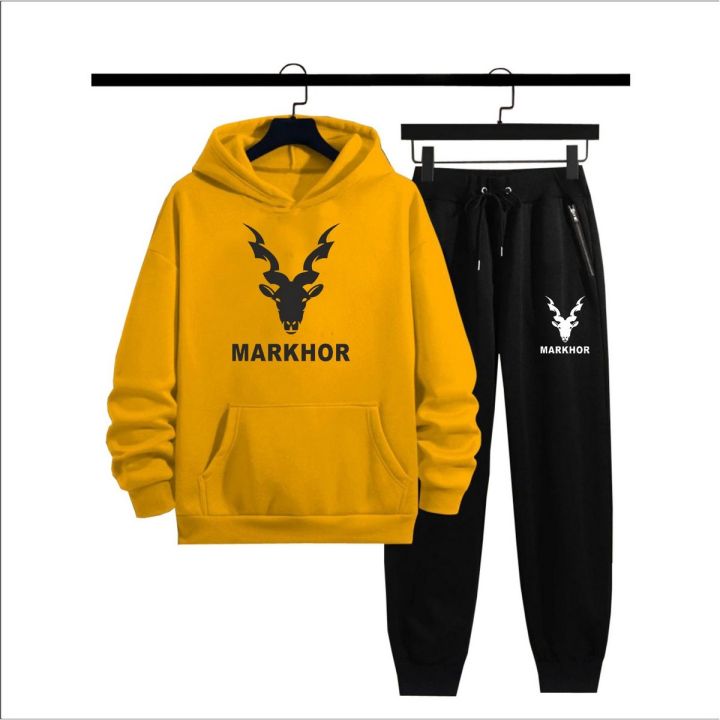 Men High Quality Winter Markhor Printed Hoodie + Trouser Track Suit for ...