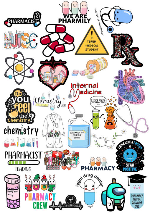 Pack of 30 pharmacist Stickers for Girls Sticker For Boys chemist ...