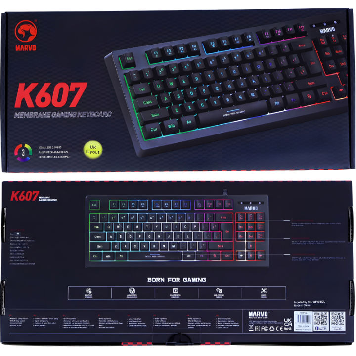 Marvo Scorpion K607 Membrane Gaming Keyboard With 3 RGB Lighting Effects | Daraz.pk