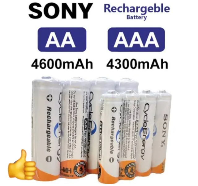 Sony AA and AAA Rechargeable Battery Cell CLOCK and Remote SIZE ...