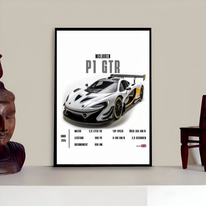 P1 GTR Elegance Frame Digital Printed For Car Fans Wall Decorative Art ...
