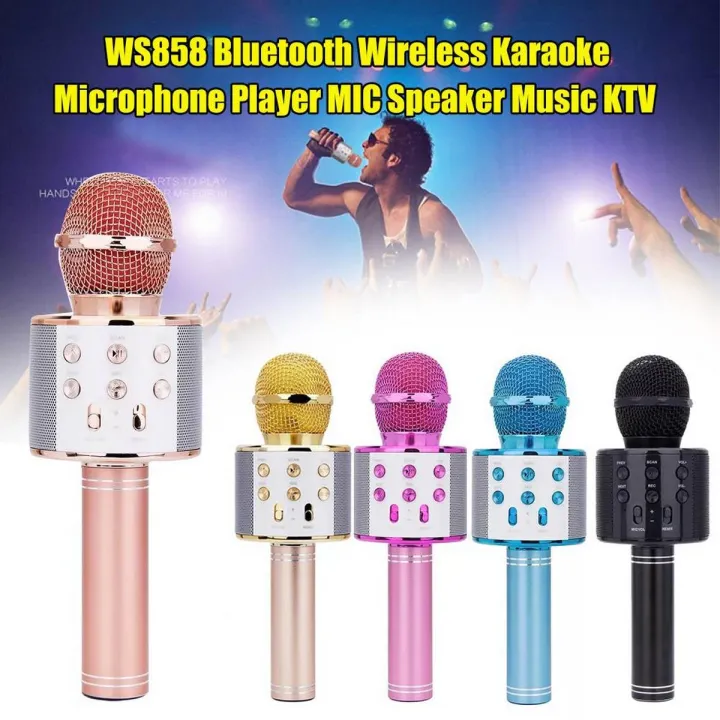 WS 858 bluetooth karaoke microphone wireless professional speaker ...