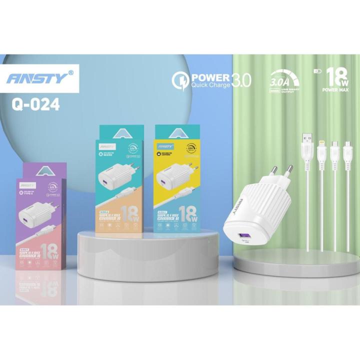 Ansty Charger Q-024TC - 3.0A Stable Charging, 18W QC3.0, USB to Type-C ...