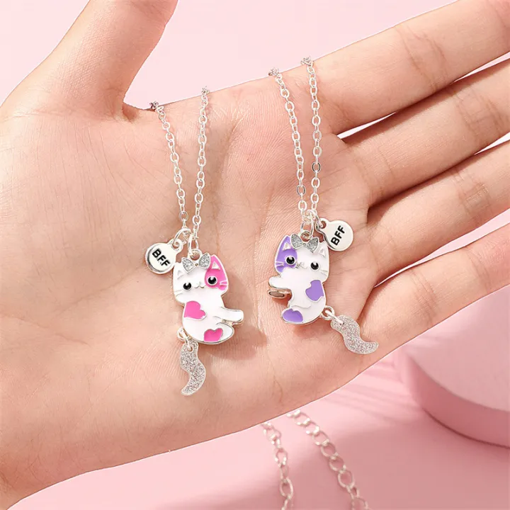 【New Year's Special Deals】Cartoon Cat hape Pendant Cha Bet Necklace BFF ...