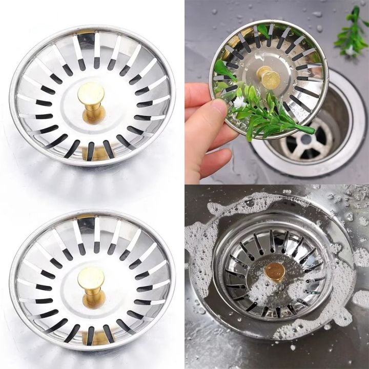 Portable Stainless Steel Sink Strainer Universal Thickened Water Stopper Sink Filter Hole ...