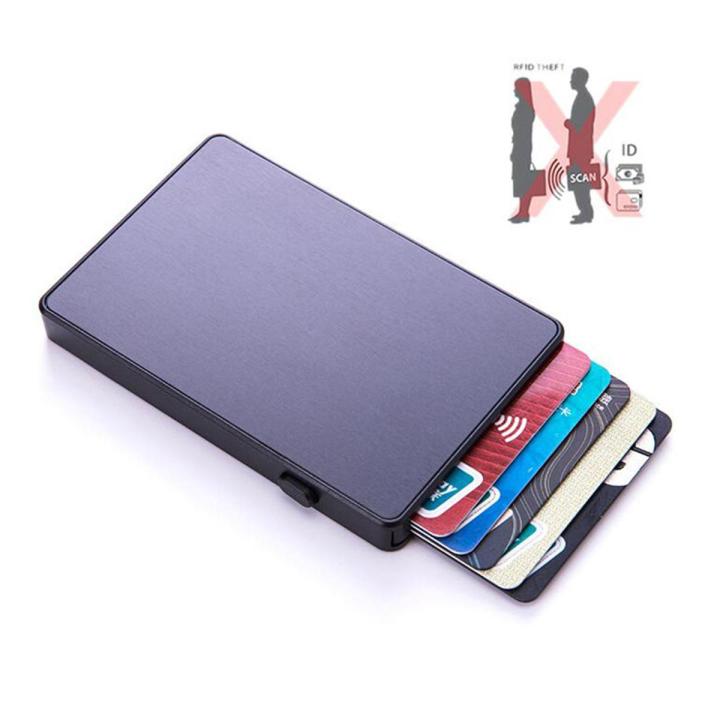 Slim Aluminum Card Wallet RFID Pop-up Push Button Bank Credit Card Case ...