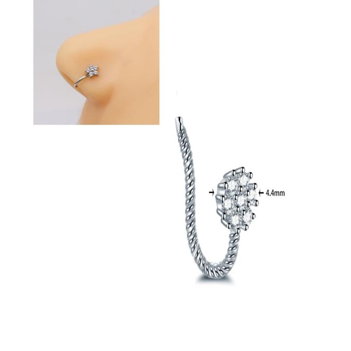 NO Piercing Adjustable Thin Clip On Nose Pin Elegant Nostril Fashion ...