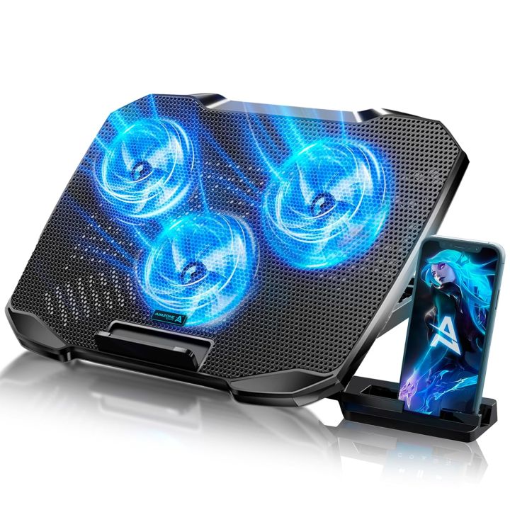 F2 Plus Coolcold Cooling Pad with Smartphone Stand Gaming Notebook with 3 Big Fans Cooling Pad ...