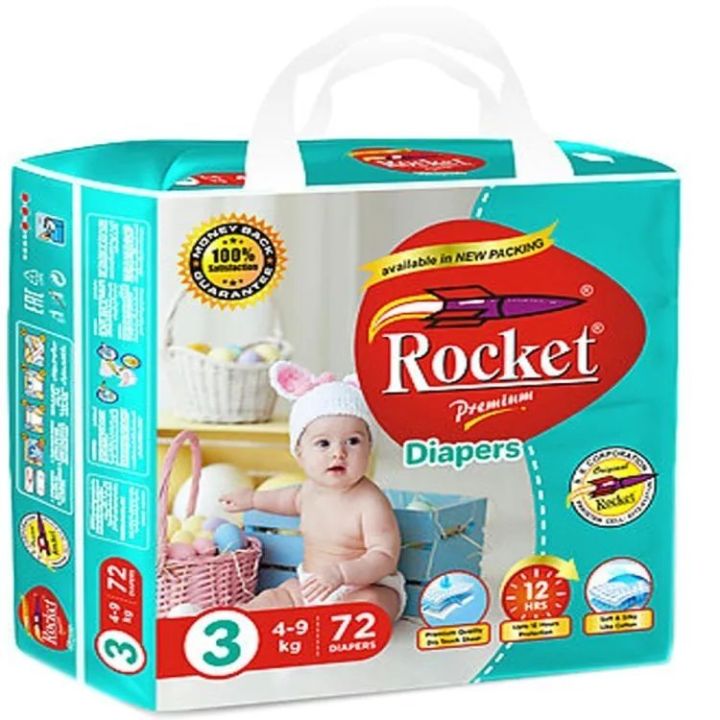 Rocket Premium Diapers Mega Pack Size 3 medium 4to9KG. 82 count | Daraz.pk