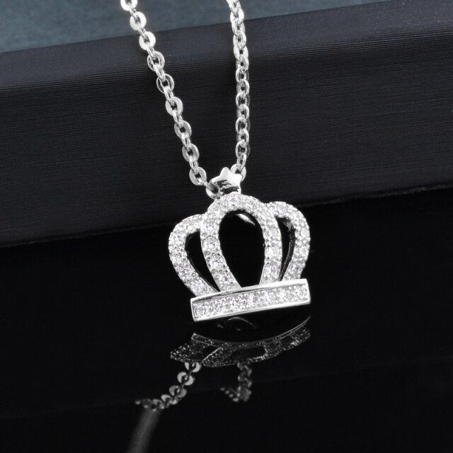 Sinleery Queen Crown Choker Necklace Rose Gold Silver Color Chain Tiny ...