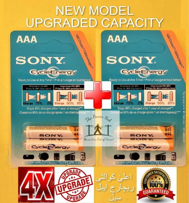 4x AAA Rechargeable Battery Cell PENCIL SIZE Imported Sony Cycle Energy ...