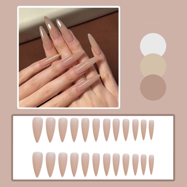 CS-48 24PCS Nude Long Pointed Fake Nails for Performance Wear | Daraz.pk