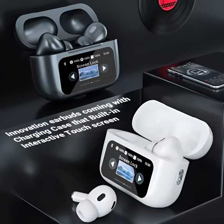 A9 Pro ANC/ENC Touch-Screen LED Display Wireless Earbuds – Black ...