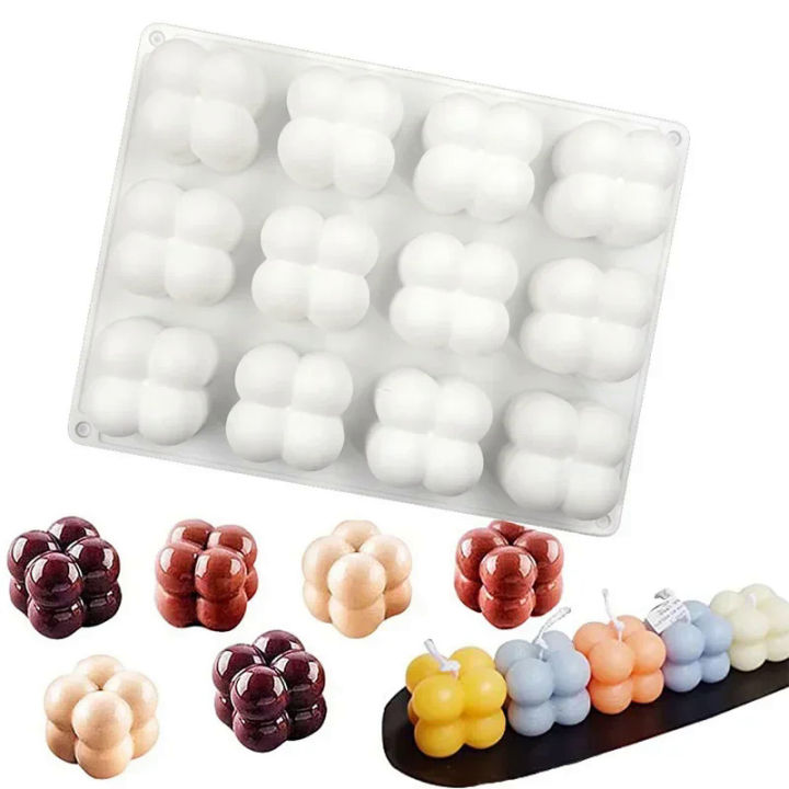 12 Small Rubik's Cube Mousse Cake Mold 3D Cube Baking Mousse Silicone ...