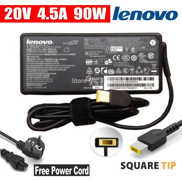 Lenovo USB Square Pin Laptop Charger 90W / LENOVO Laptop Charger 20V 4 ...