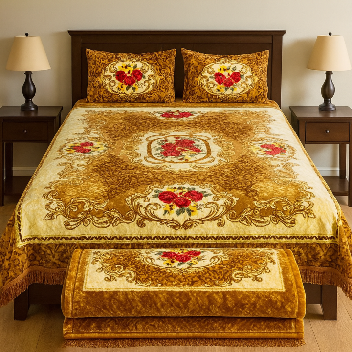 Luxury Blanket Set 4 Piece Double Bed – 1 Blanket, 1 Double Bed Sheet ...