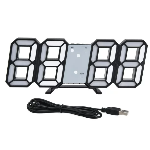 3D LED Clock,Digital Wall Clock Modern LED Alarm Clock Digital Clock ...