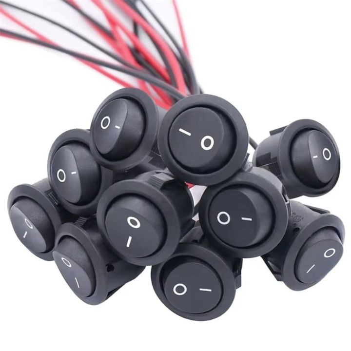 ON-OFF With Pre-Wired Cable Snap-in Toggle Switch Black 2 Pin Rocker ...
